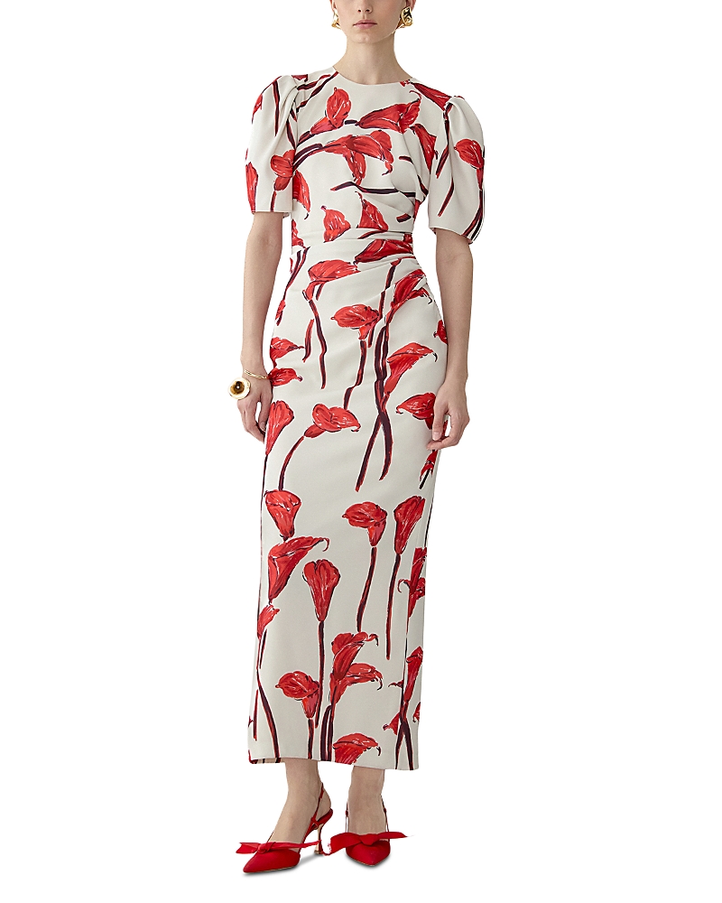 CAROLINA HERRERA Carolina Herrera Printed Short Sleeve Ankle Dress